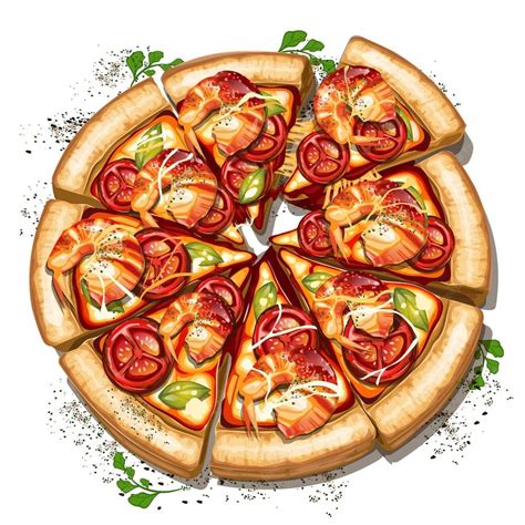 Pizza Vector Tasty Delicious Top View White Background Fresh