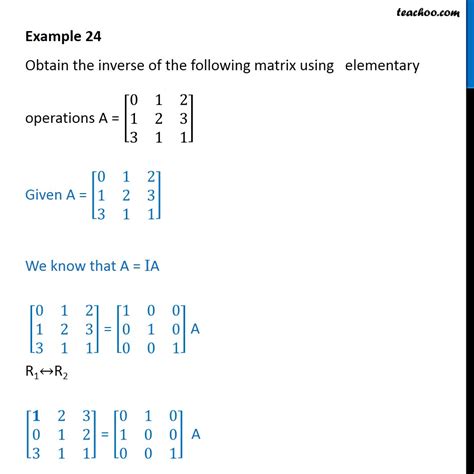 example 24 obtain inverse using elementary operations examples