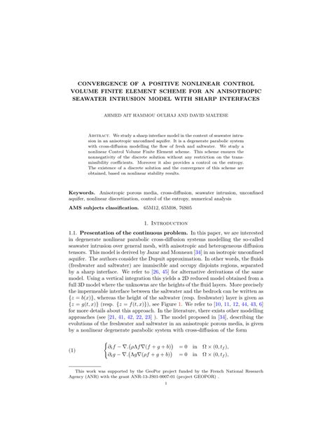 pdf convergence of a positive nonlinear control volume finite element scheme for an
