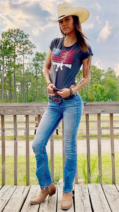 Merica Country Girls Bell Bottom Jeans Mom Jeans Attractive Beautiful Women Cowgirls Lady