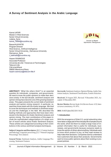 pdf a survey of sentiment analysis in the arabic language