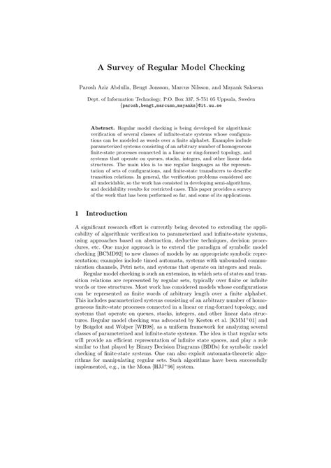 pdf a survey of regular model checking