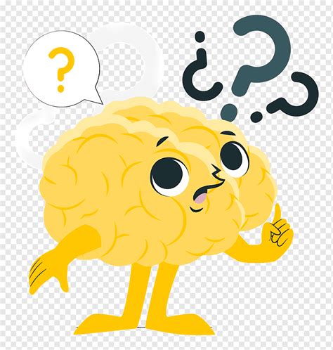 Cerebro De Dibujos Animados Coloridos Con Signos De Interrogaci N Png