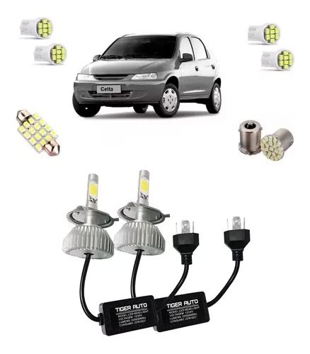 Kit Super Led Celta A Farol Baixo E Alto Leds