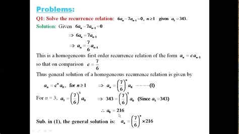 first order recurrence relation youtube