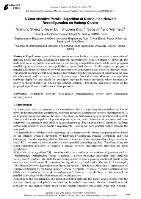pdf a cost effective parallel algorithm of distribution network reconfiguration on hadoop cluster
