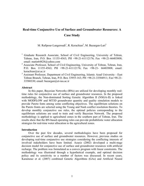 pdf a bayesian network based model for real time conjunctive use of surface and groundwater