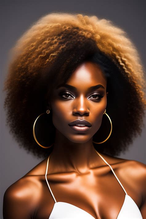Lexica Dark Skinned African American Woman With A Natural Hair Style Hoop Earrings Wearing A