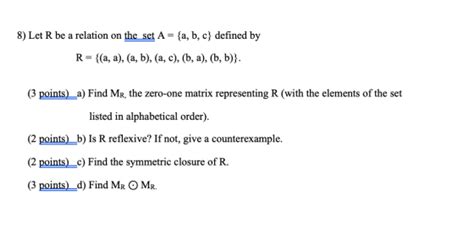 8 let r be a relation on the set a {a b c} defined by zuoti pro