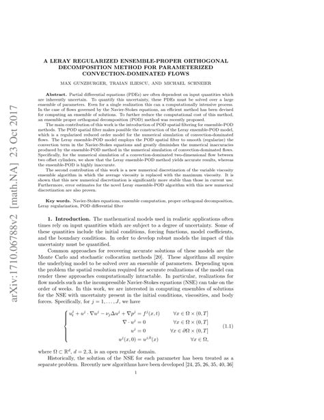 pdf a leray regularized ensemble proper orthogonal decomposition method for parameterized