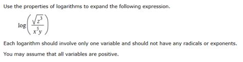 solved use the properties of logarithms to expand the
