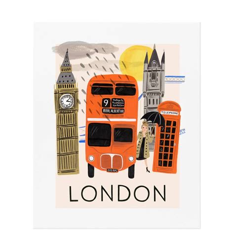 Travel London Illustrated Art Print Anna Bond London Wall Art London