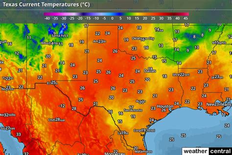 Texas Current Temperatures Map Celsius