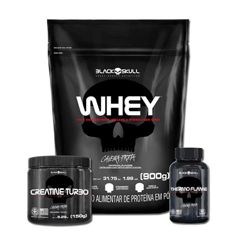 Kit Combo Whey 900g Refil Thermo Flame 60 Tabs Creatina Turbo 150g