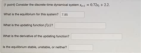 solved 1 point consider the discrete time dynamical system