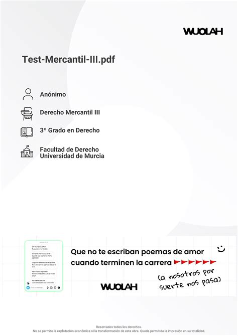 Test Mercantil III Test Mercantil III Anónimo Derecho Mercantil III