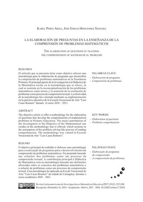 PDF LA ELABORACIÓN DE PREGUNTAS EN LA ENSEÑANZA DE LA nivel