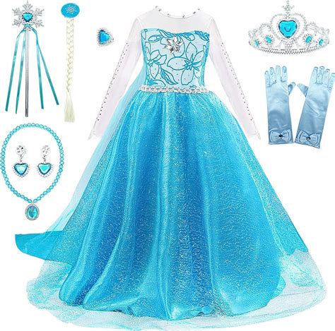 LUFEIS Elsa Kostüm Kinder Mädchen Eiskönigin Elsa Kostüm Mädchen