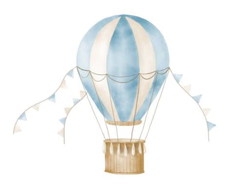 449 Watercolor Vintage Hot Air Balloon Illustrations Clip Art