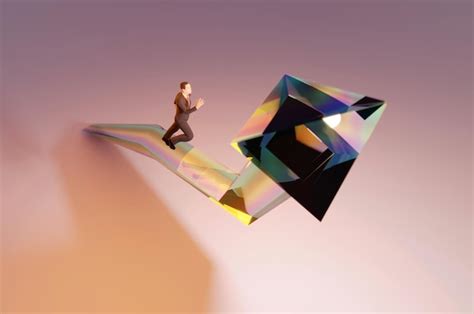 Ilustración 3d representación 3d empresario corriendo hacia la parte