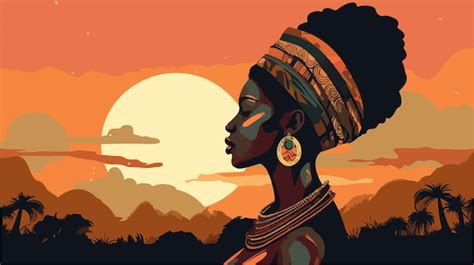 Ess Ncia Ilustrada De Uma Mulher Africana Vetor Premium