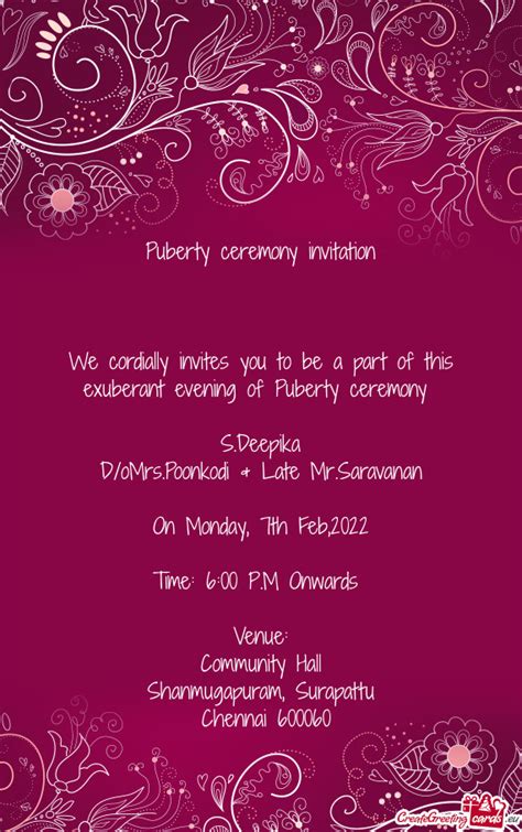 Of Puberty Ceremony S Free Cards