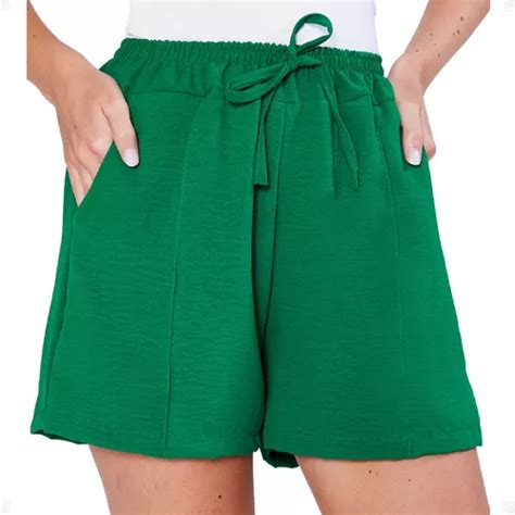 Bermuda Shorts Duna Feminino Short Verao Liso Bolso MercadoLivre