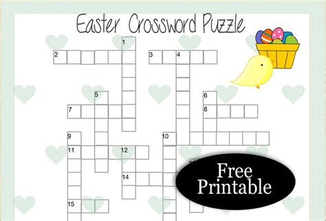 Free Printable Easter Crossword Puzzle With Key