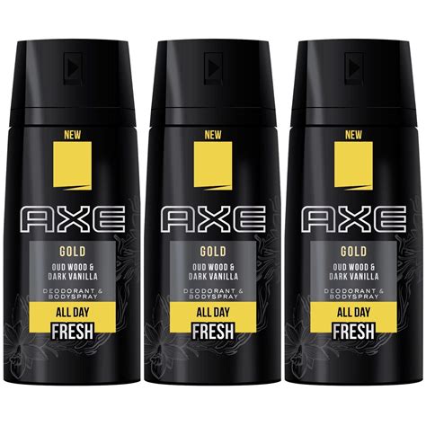 6 X Axe Gold Oud Wood Dark Vanilla Deodorant Body Spray 150ml Each
