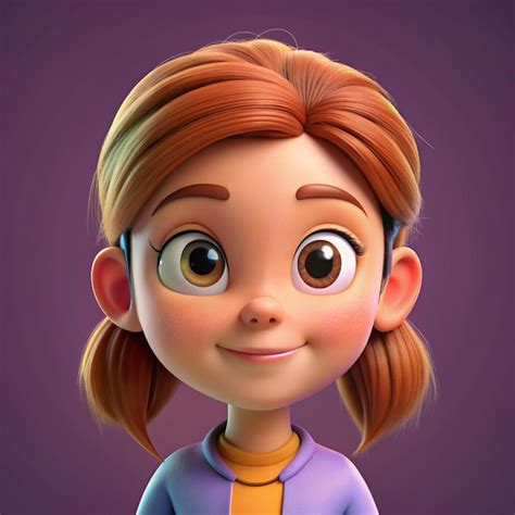 Ilustración en 3D del avatar o perfil del personaje de una niña de