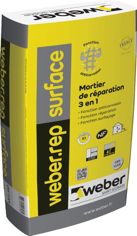 Mortier fibré de réparation weberep surface sac de 25 kg WEBER