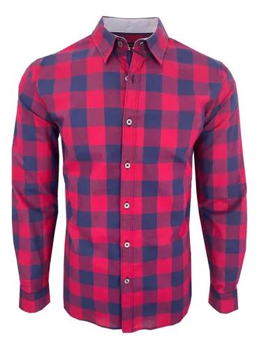 Camisas Slim fit Manga Larga A Cuadros Hombre Bazzotto Meses sin interés