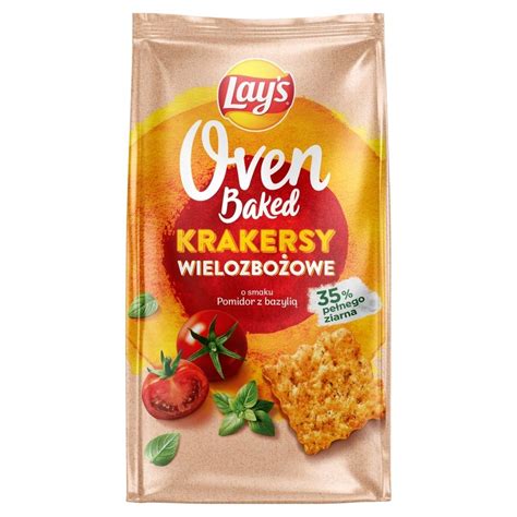 Lay s Oven Baked Krakersy wielozbożowe o smaku pomidor z bazylią 80 g