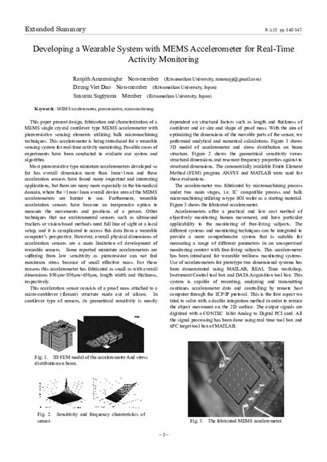 pdf developing a wearable system with mems accelerometer for real time activity monitoring y
