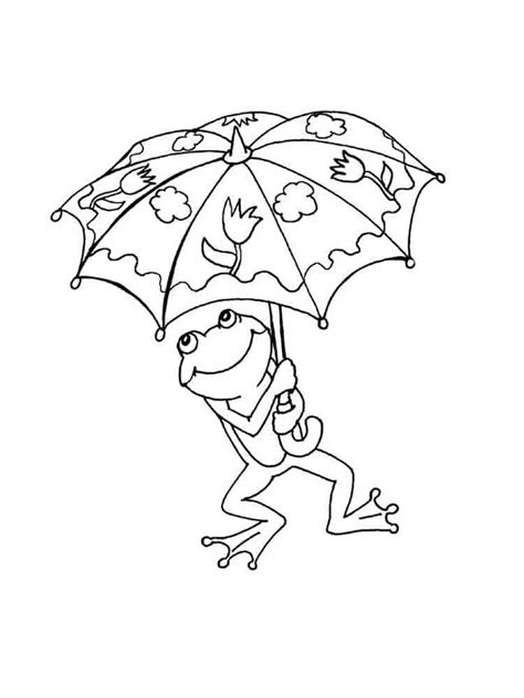 Coloriage Grenouille avec Parapluie télécharger et imprimer gratuit