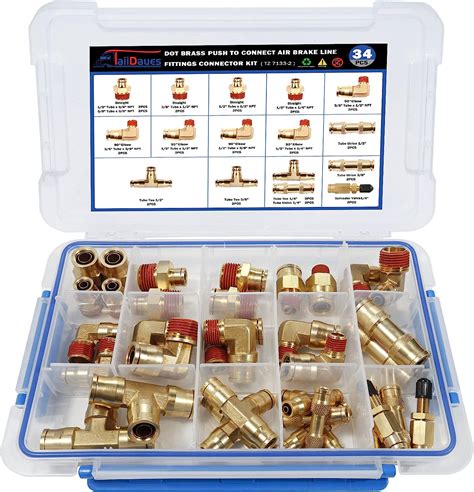 Amazon 34 Pcs Brass DOT Air Brake Line Fittings Assortment 1 4 3