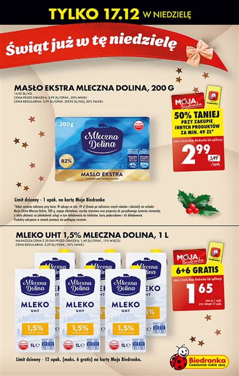 Biedronka 14 12 2023 W tym tygodniu mleko 6 6 gratis masło cena 2 99 zł