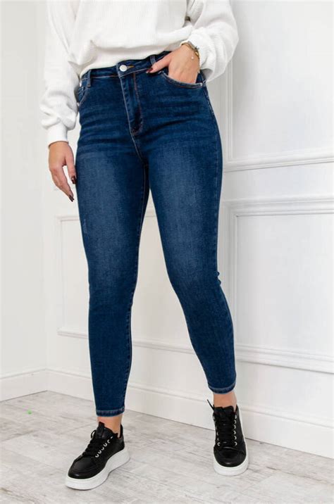 Spodnie Jeansowe Z Przetarciami I Wysokim Stanem Plus Size Olika