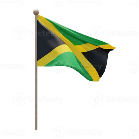 Jamaica 3d Illustration Flag On Pole Wood Flagpole 11285407 PNG