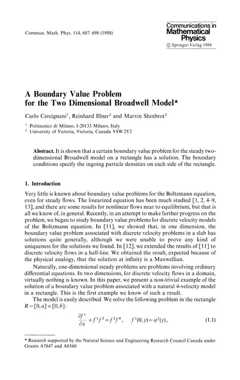 pdf a boundary value problem for the two dimensional broadwell model