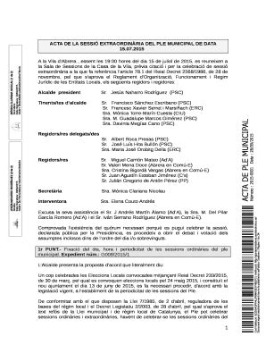 Fillable Online Ajuntamentabrera ACTA DE LA SESSI EXTRAORDINRIA DEL PLE
