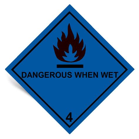 1000 Pieces Hazard Labels Class 4 3 With Text DANGEROUS WHEN WET At