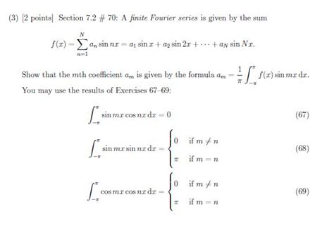 solved section 7 2 70 a finite fourier series is given by