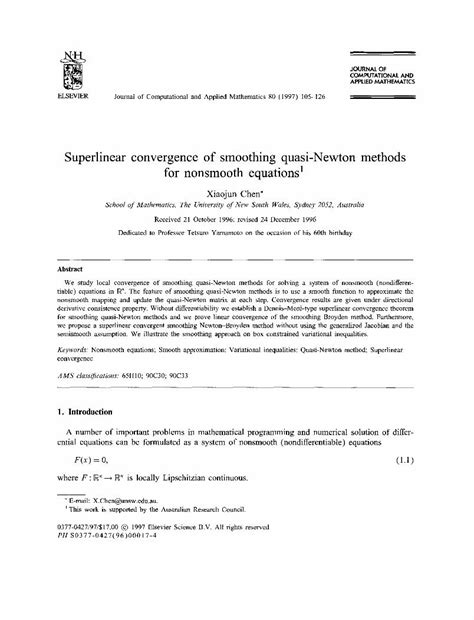 pdf superlinear convergence of smoothing quasi newton methods for nonsmooth equations