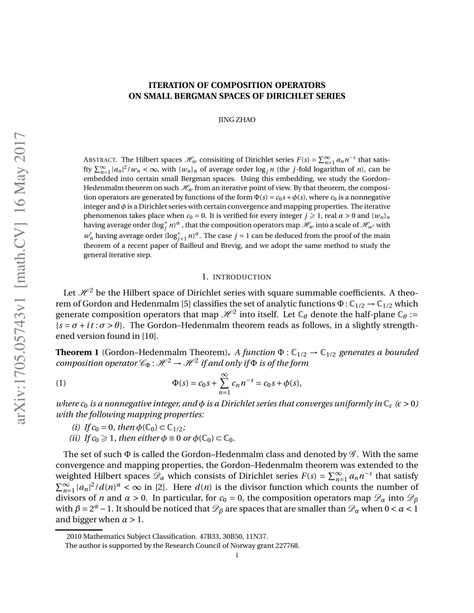pdf iteration of composition operators on small bergman spaces of dirichlet series