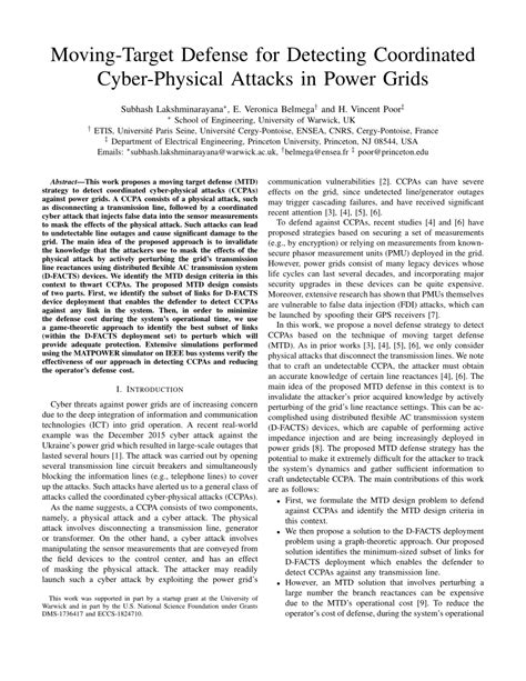 pdf moving target defense for detecting coordinated cyber physical attacks in power grids