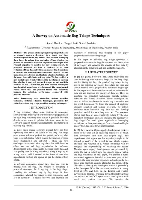 pdf a survey on automatic bug triage techniques sweety hunny
