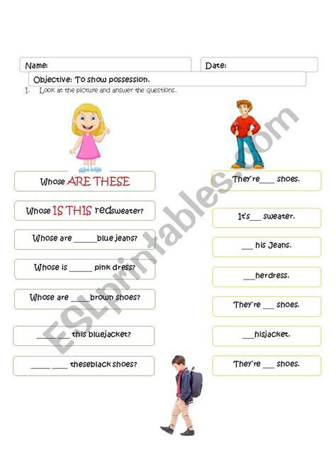Possessive Adjectives His Her Esl Worksheet By Thacurly