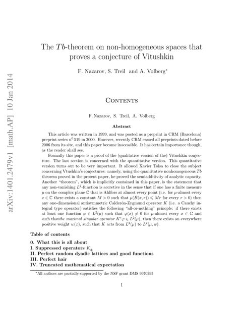 pdf the tb theorem on non homogeneous spaces that proves a conjecture of vitushkin
