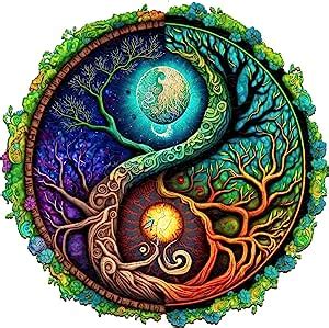Funnli Holzpuzzles für Erwachsene und Kinder Yin und Yang Muster